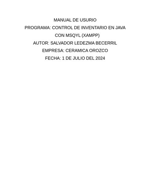 Manual De Usurio Pdf Mi Sql Java Lenguaje De Programación