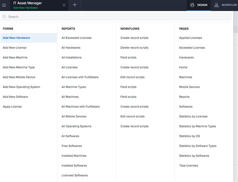 view forms reports pages and workflows existing in your application