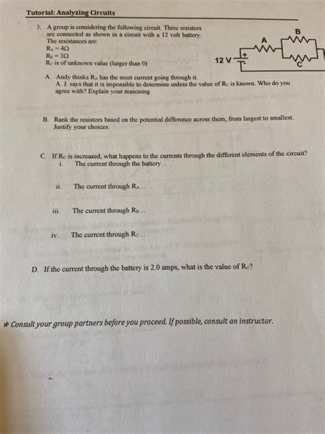 Solved B Tutorial Analyzing Circuits A Group Is Chegg