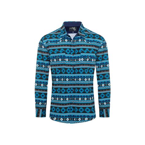 Avalon Mens Aztec Print Western Shirt With Snap Buttons