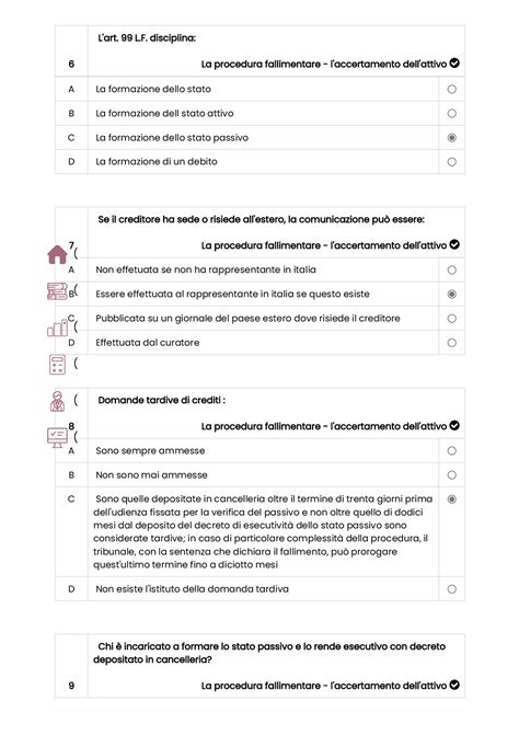 Test Di Valutazione Domande Esame Esercizi Di Diritto Fallimentare