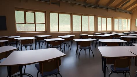 Premium Ai Image A Classroom With A Large Window That Saysthe Word