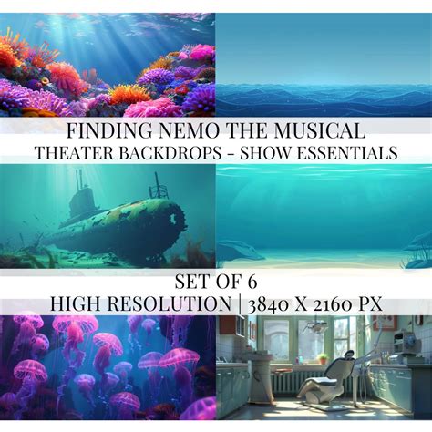 Finding Nemo Theater Backdrop Set Of 6 Stage Scenery Background Ocean Backdrop Broadway Set