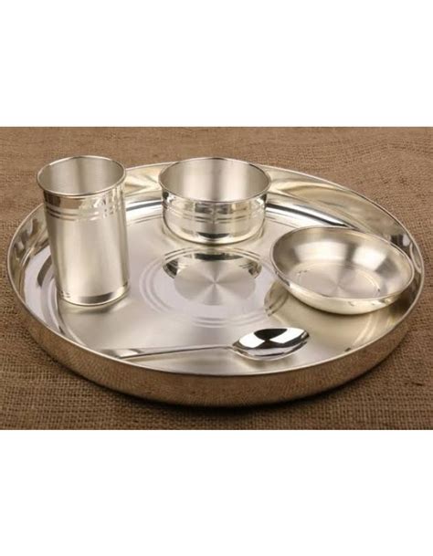 Silver Thali Set 10 Inches Silver Dinner Plate Set Silver Dinner Set