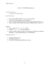 CPSC Lab CSS Media Query Learning Objectives Course Hero