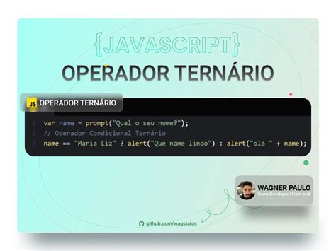 Dicadodia Operador Ternário No Javascript Wagner Silva