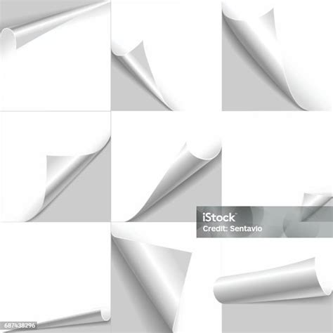 크리에이 티브 페이지 컬 굴러 설정 웹 배경 템플릿와 빈 흰 종이의 가장자리를 플립 텍스트 로고 머리글 제품에 대 한 공간을 복사 합니다 0명에 대한 스톡 벡터 아트 및
