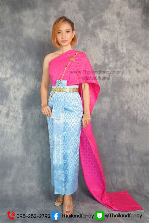 ชุดไทยสมัยสุโขทัย ชุดไทยร่วมสมัย ชุดไทยประยุกต์ ชุดไทยออเจ้า ชุดไทยแม่การะเกดสไบทอลายสีชมพู