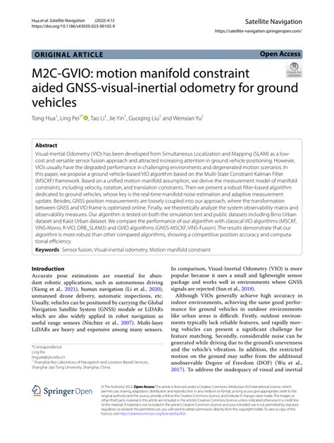 PDF M2C GVIO Motion Manifold Constraint Aided GNSS Visual Inertial