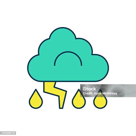 흰색 배경에 격리된 윤곽선 폭풍 아이콘입니다 구름과 번개 기호 폭풍의 날씨 아이콘 벡터 0명에 대한 스톡 벡터 아트 및 기타 이미지 Istock