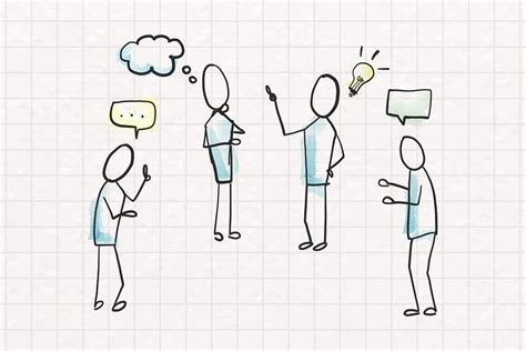 Teamwork Doodle Cartoon People Sharing Free Vector Rawpixel