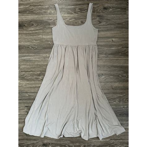 Aritzia Wilfred Market Midi Dress Light Gray Size Lar Gem