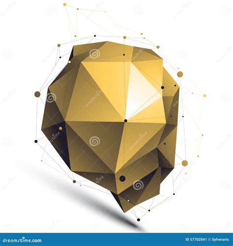 Gold 3d Vector Abstract Design Object Polygonal Complicated Fig Stock Vector Illustration Of