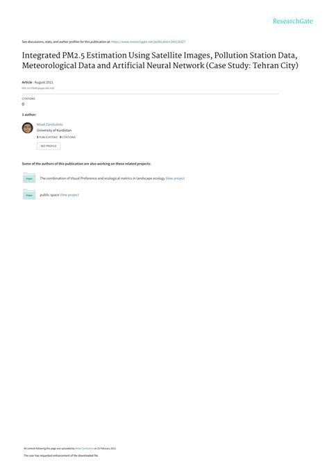 Pdf Integrated Pm2 5 Estimation Using Satellite Images Pollution Station Data Meteorological