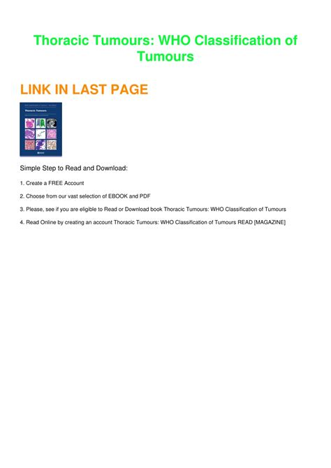 Ppt Pdf Kindle Download Thoracic Tumours Who Classification Of