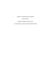 Synthesis Of Acetylsalicylic Acid Experimental Procedure And Course Hero