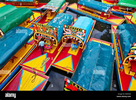 Xochimilco Mexico City June 25 2019 Trajineras Moored In Nativitas