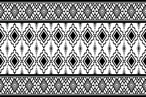 기하학적 디자인 패턴 직물 민족 동양 전통 추상적 인 흑백 자수 스타일 커튼 배경 카펫 벽지 천 포장 바틱 직물 벡터 일러스트