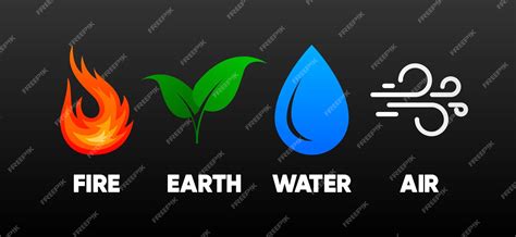Terra Ar Fogo E água Quatro ícones De Elementos Da Natureza Design