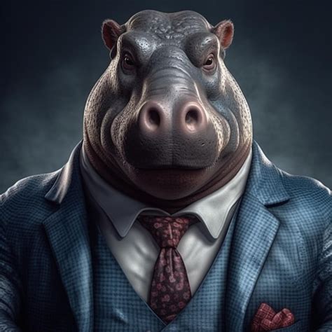 Hipopótamo Con Traje Ia Generativa Foto Premium
