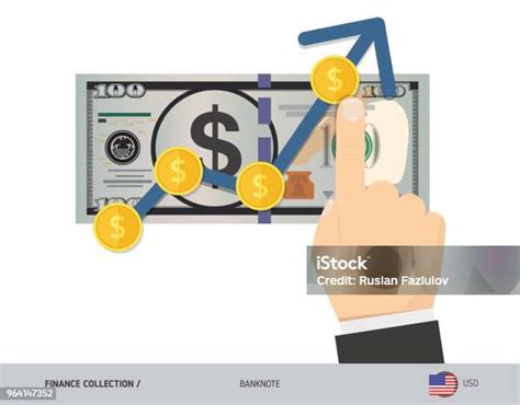 환율 그래프 100 미국 달러 지폐와 동전 평면 스타일 벡터 일러스트입니다 비즈니스 개념입니다 100에 대한 스톡 벡터 아트 및
