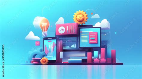 This Design Uses A Low Poly Style To Show How SEO Search Engine Optimization Works It