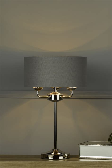 Laura Ashley Sorrento 3 Light Table Lamp In Polished Nickel With