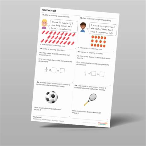 Year 2 Find A Half Reasoning And Problem Solving Resource Classroom Secrets