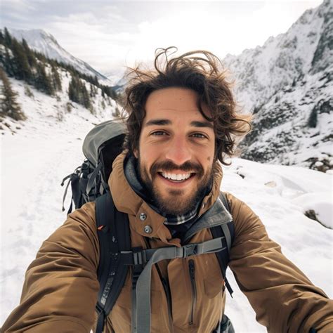 Premium Ai Image Young Man Wearing Winter Clothes Taking Selfie