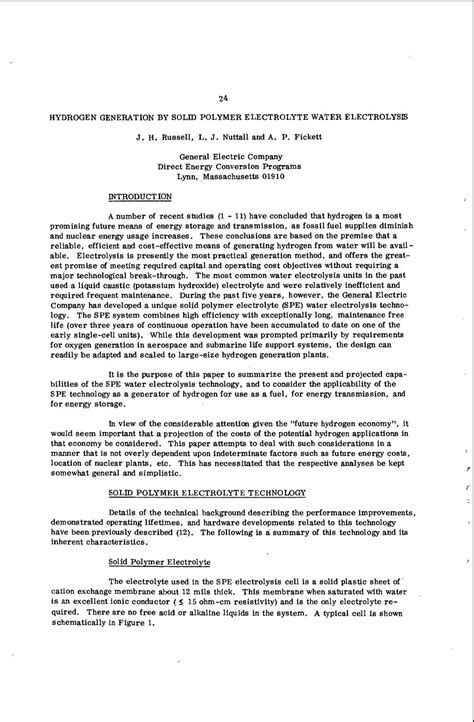 H2 Generation By Solid Polymer Electrolyte Water Electrolysis