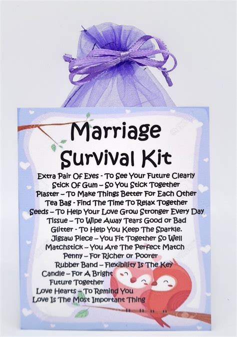 Marriage Survival Kit Lilac A Unique Fun Novelty Wedding Etsy