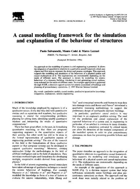 pdf a causal modelling framework for the simulation and explanation