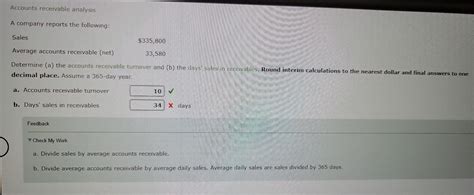 Solved Average Accounts Receivable Net 33580 Determine