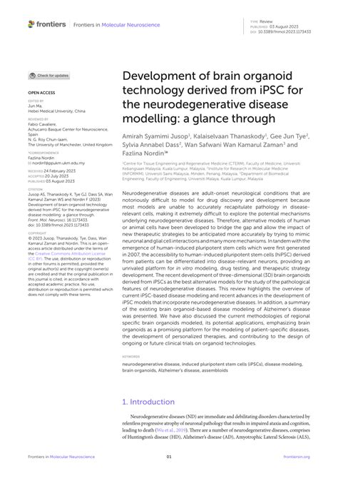 Pdf Development Of Brain Organoid Technology Derived From Ipsc For The Neurodegenerative