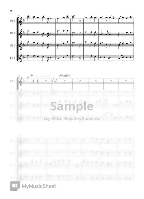 Lowell Mason 내 주를 가까이 함은 4 Flutes Mr Sheets By 심플플루트뮤직