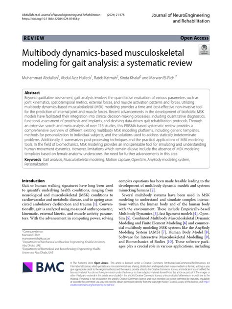 Multibody Dynamics Based Musculoskeletal Modeling For Gait Analysis