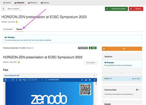 Review Submissions Zenodo