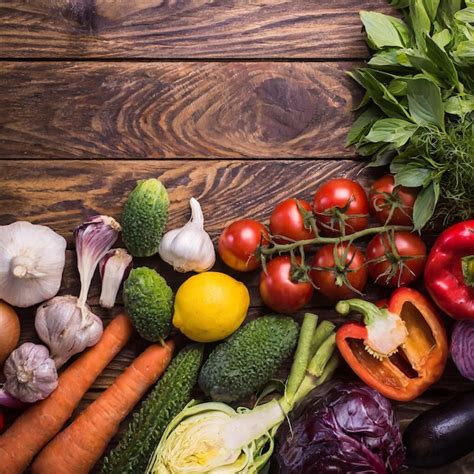 Premium Photo Wooden Veggie Delight Assorted Fresh Veggies On Brown Wood