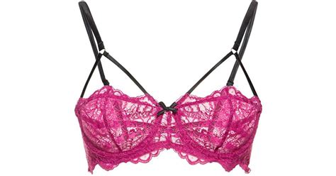 Fleur Du Mal Roxy Lace Half Cup Bra In Pink Lyst