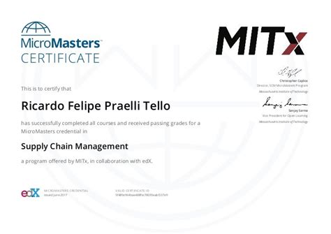 Mitx Micromasters In Supply Chain Management 2017