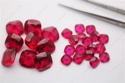 Synthetic Corundum Lab Ruby Red 5 Color Cushion Shape 12x12mm Vs 7x7mm