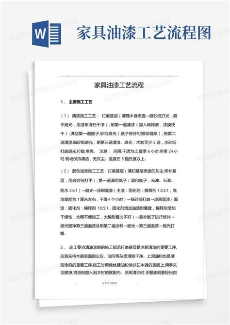 家具油漆工艺流程图Word模板下载 编号qjwrodnz 熊猫办公