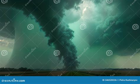 Twin Tornadoes Form Dark Clouds Over Rural Iowa Farmland Powerful Storm Creates Massive Funnel