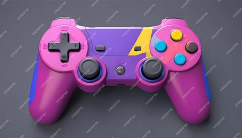 A Purple And Pink Game Controller With A Black And Yellow X On The