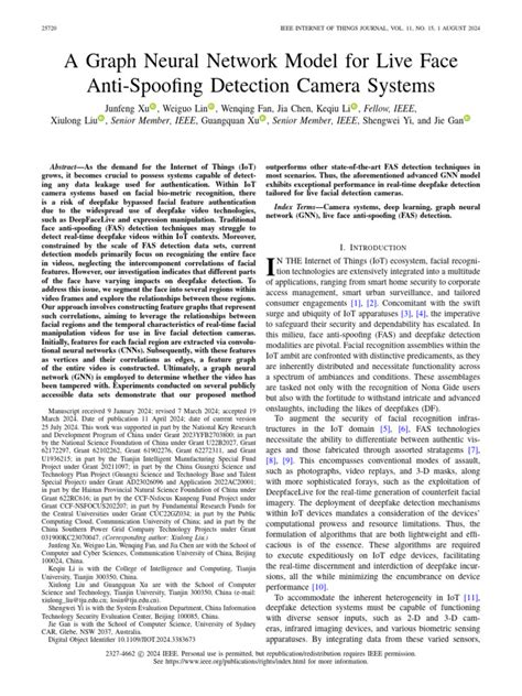 A Graph Neural Network Model For Live Face Anti Spoofing Detection Camera Systems Pdf Deep