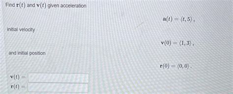 Solved Find R T And V T Given Acceleration A T T Chegg Com