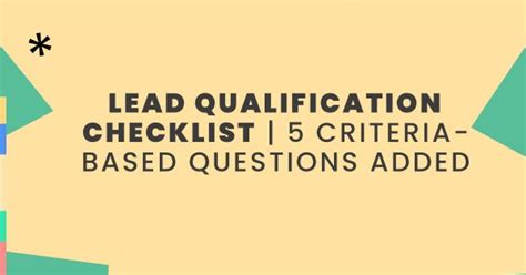 Lead Qualification Checklist 5 Criteria Based Questions Added Momencio