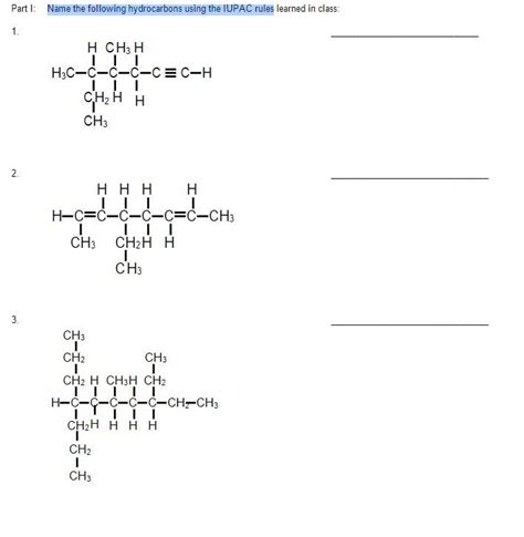 Solved Part 1: Name the following hydrocarbons using the | Chegg.com