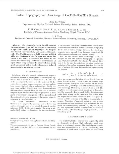 Pdf Surface Topography And Anisotropy Of Co11¯00cr211 Bilayers