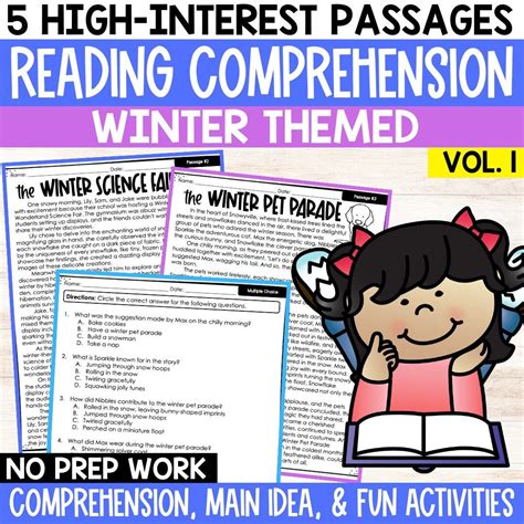 Winter Reading Comprehension Packet 4th Grade Reading Activities
